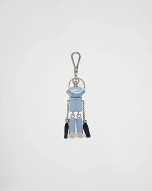 PRADA ライトブルー キーホルダー Prada Saffiano Leather Robot Bag Charm - Light Blue | Editorialist